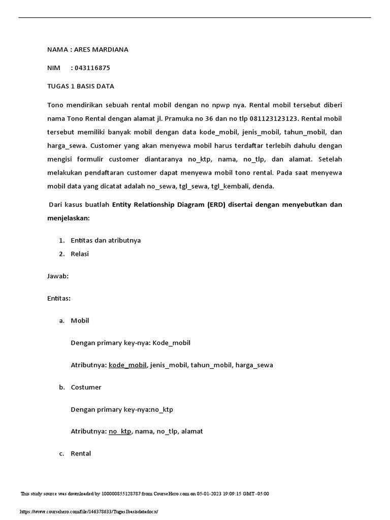 Tugas 1 Basisdata | PDF