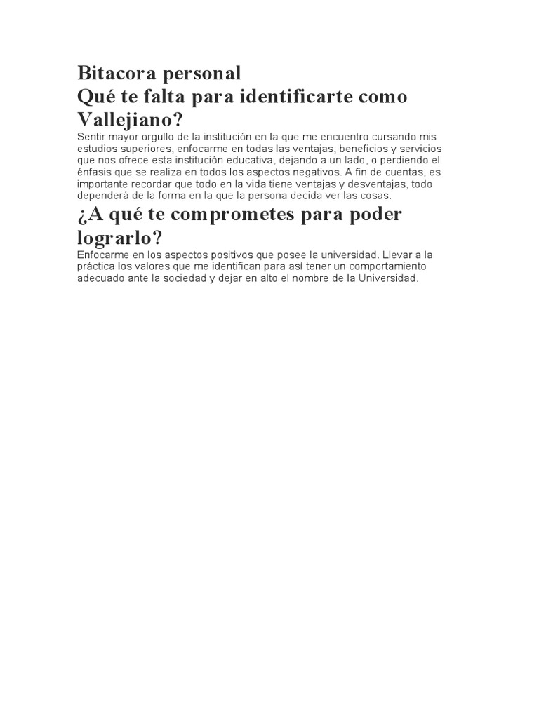 Bitacora personal.docx | PDF