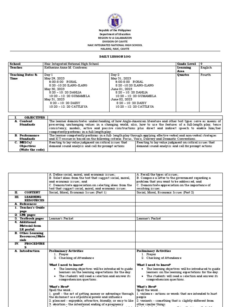 DLL Q4 WK5 | PDF | Learning | Violence