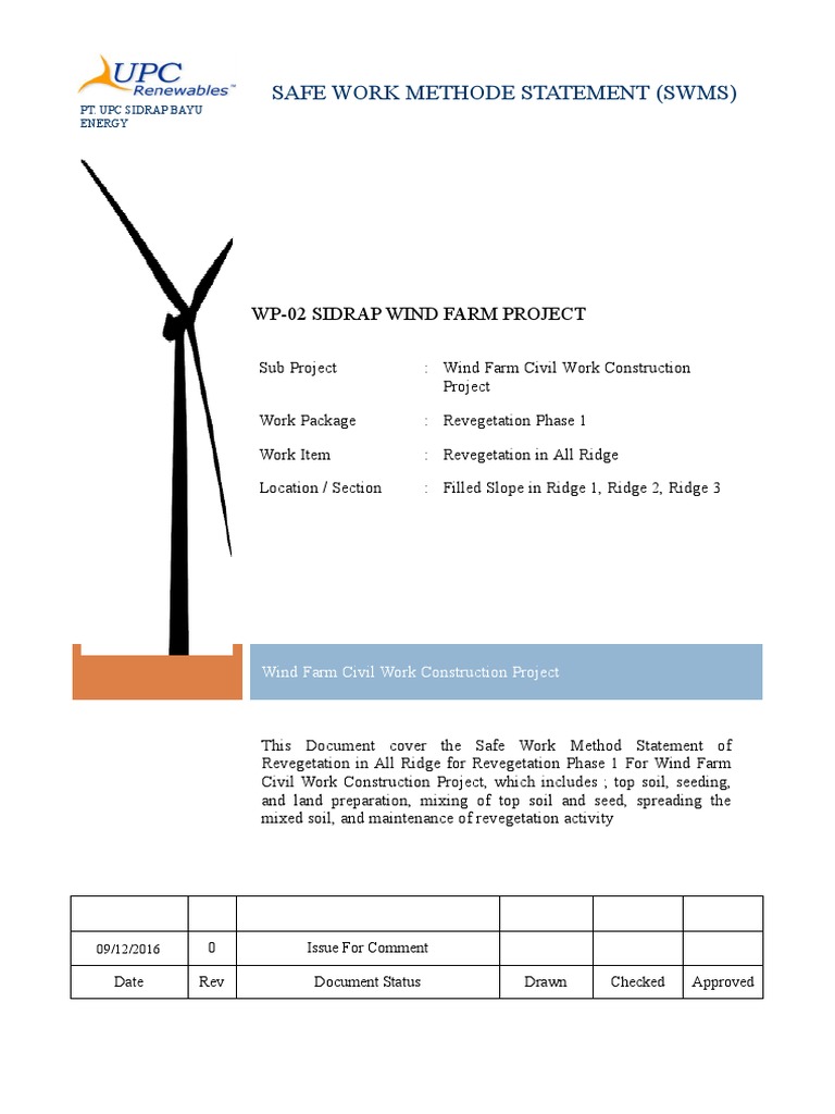 Safe Work Methode Statement-Revegetation | PDF | Emergency | Soil