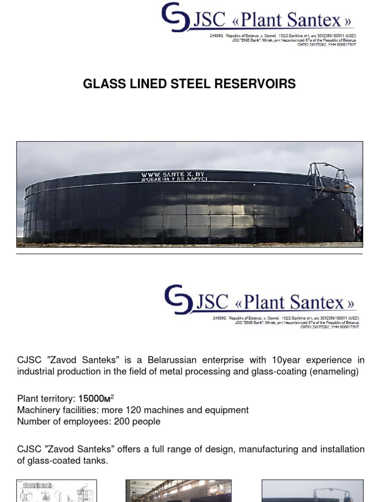 Santex Tank PDF | PDF | Vitreous Enamel | Steel