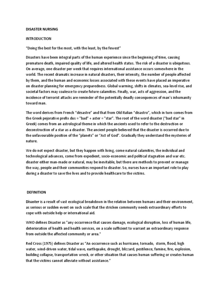 NCM 120 Disaster Nursing Word Introduction | PDF