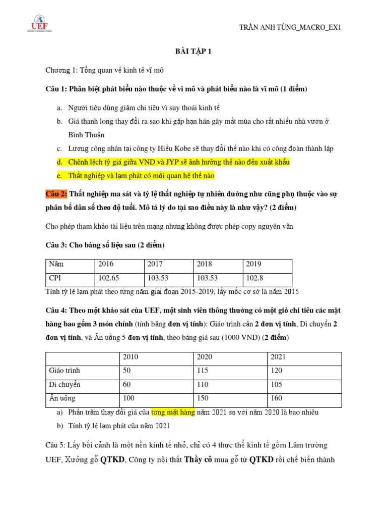 Uef Macro Ex1 2022-2023 | PDF