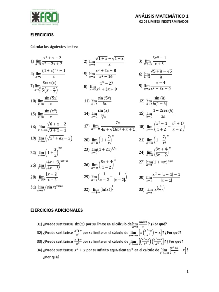 Ejercicios Resueltos de Límites Indeterminados | PDF