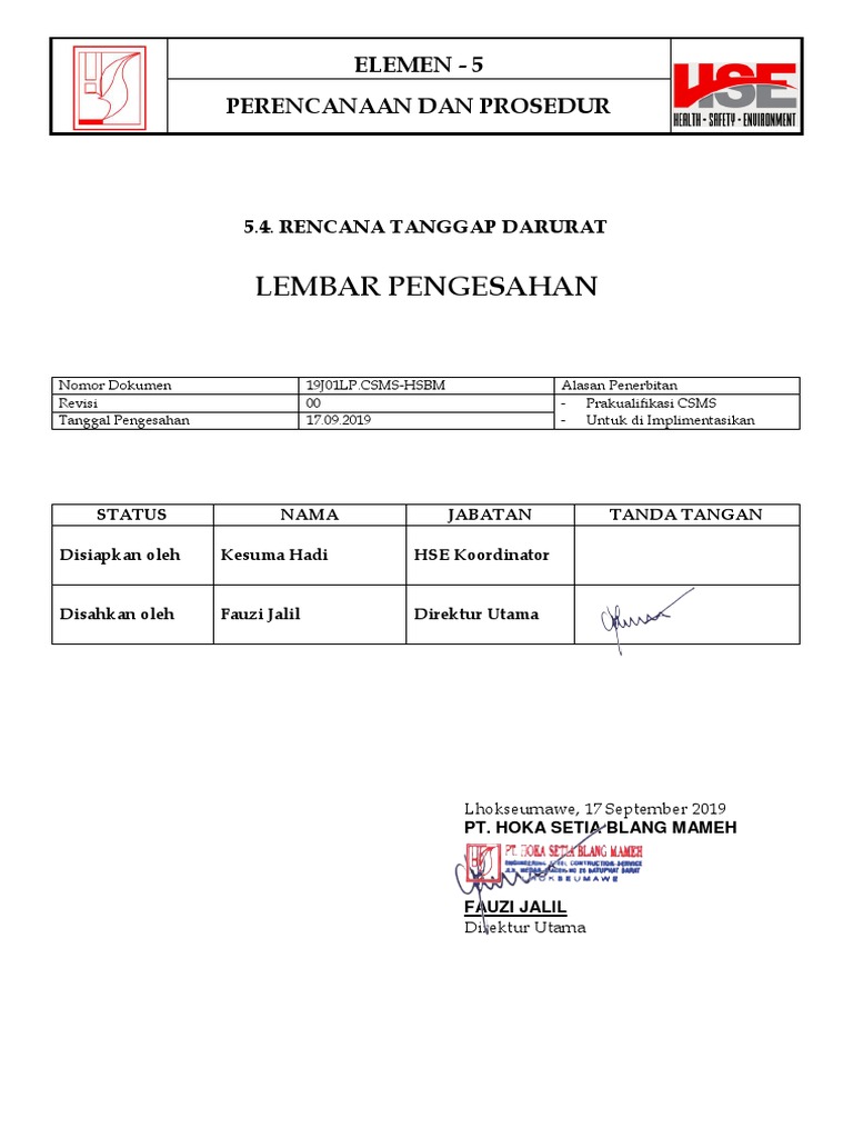 8a. RENCANA TANGGAP DARURAT PDF | PDF
