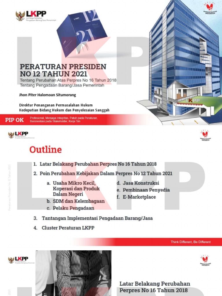 Materi LKPP - Perpres No 12 Tahun 2021 | PDF