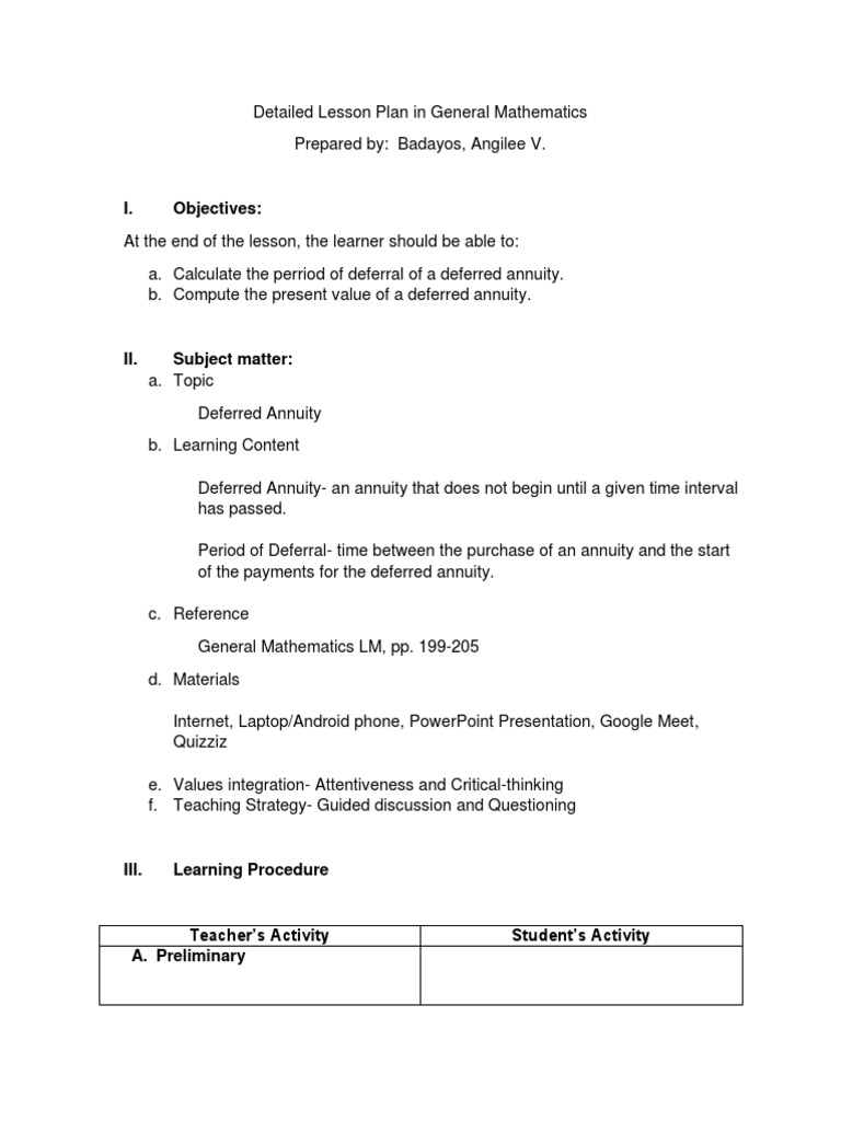 Badayos LessonPlan | PDF