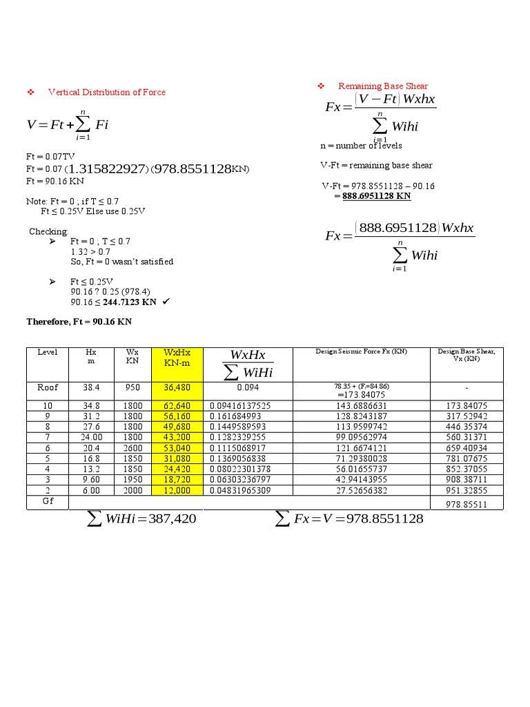 Structural Seismic Force Analysis | PDF