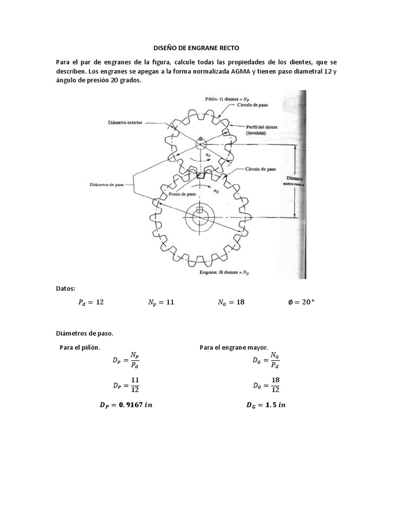 Diseño de Engrane Recto PDF | PDF