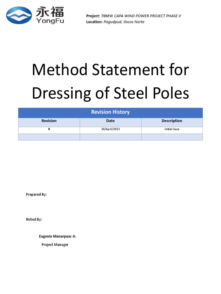 Method Statement For Dressing of Steel Pole | PDF | Insulator (Electricity) | Electrical Engineering