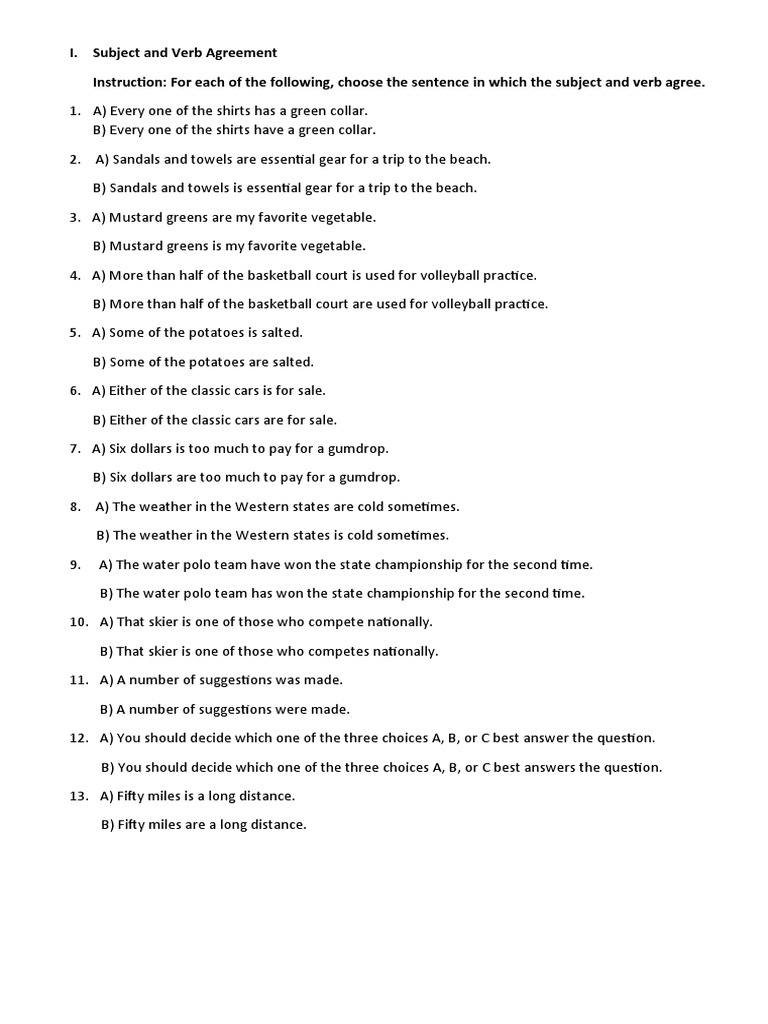 50-Items Multiple Choice (S.V.A, Prepositions, Phrases, Verb Moods) | PDF | Verb | Cognitive Science