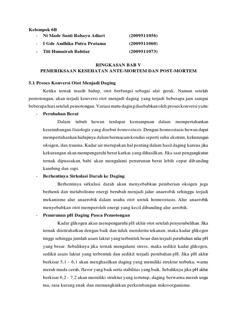 Pemeriksaan Kesehatan Ante-Mortem Dan Post-Mortem | PDF