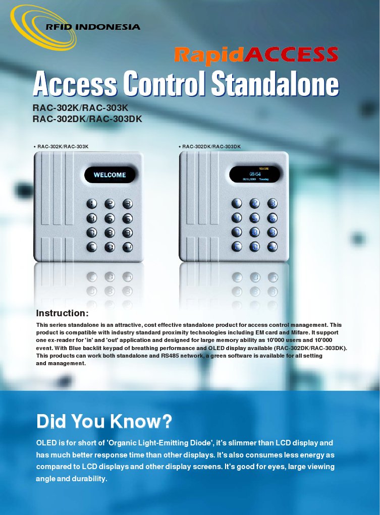 RAC3 Standalone Access Control Brochure | PDF