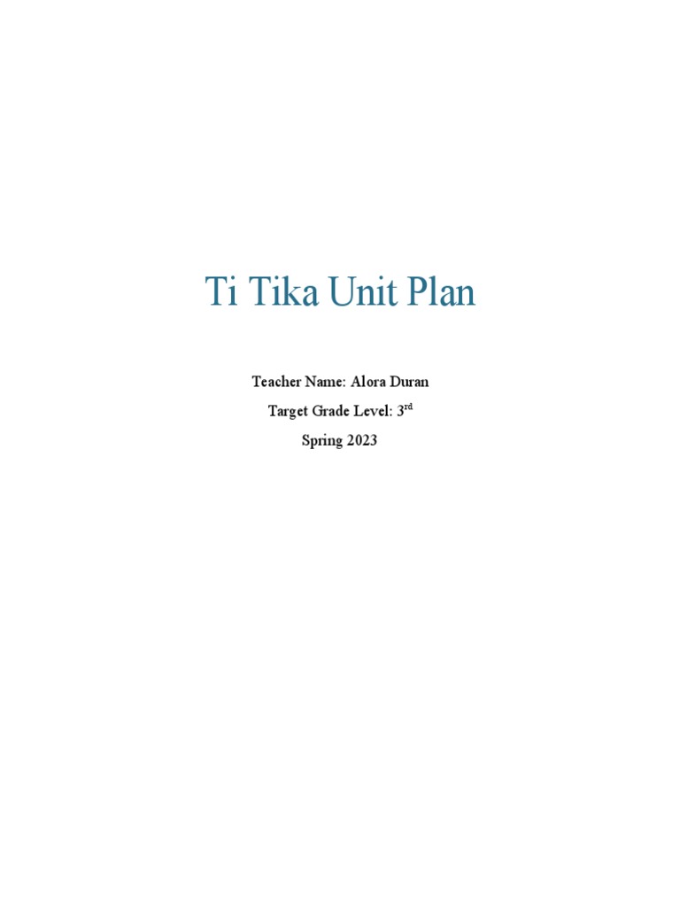 Ti Tika Unit Plan | PDF