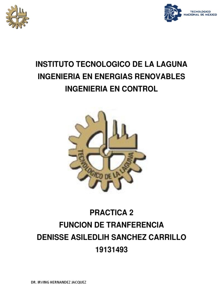 Práctica 2 CONTROL PDF | PDF | Ecuaciones | Transformada de Laplace