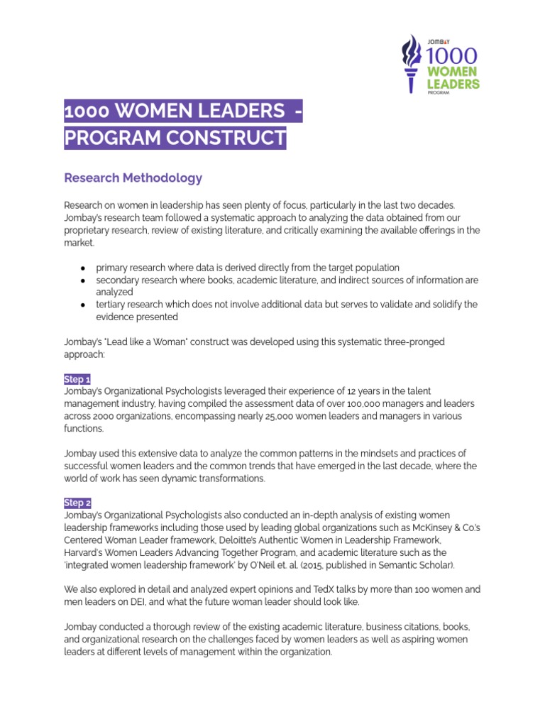 1000 Women Leaders - Program Construct 1 PDF | PDF