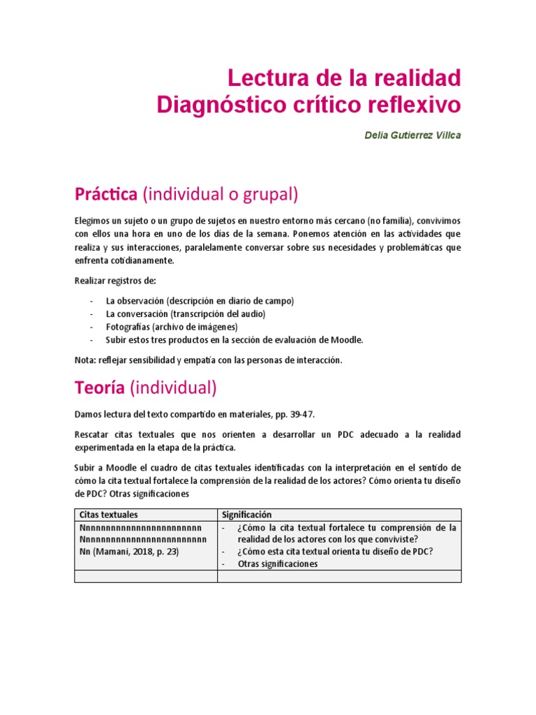 Lectura de La Realidad | PDF