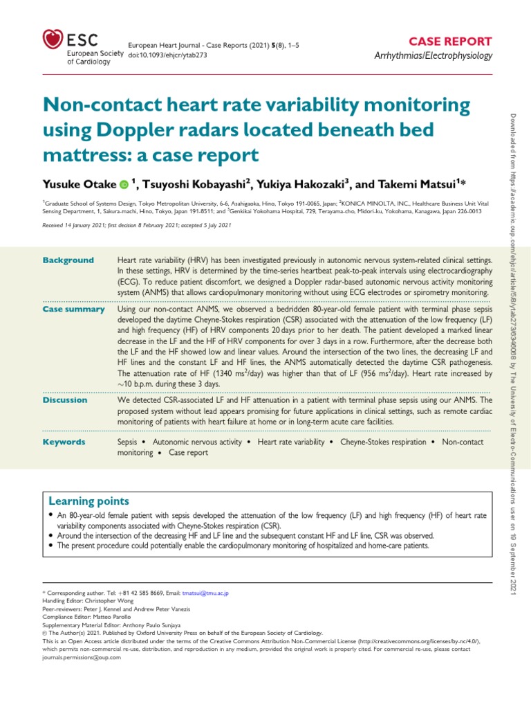 Non Contact Heart Rate Variability Monitoring Using Doppler Radars