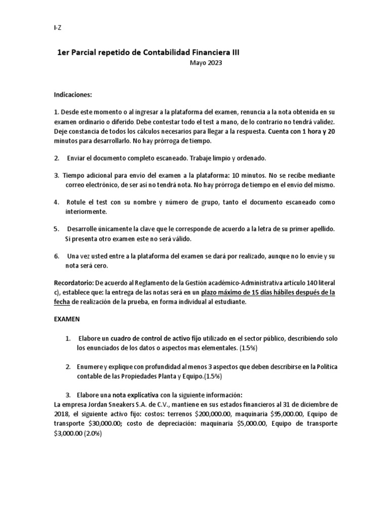 Examen Contabilidad Financiera III | PDF | Contabilidad | Economias