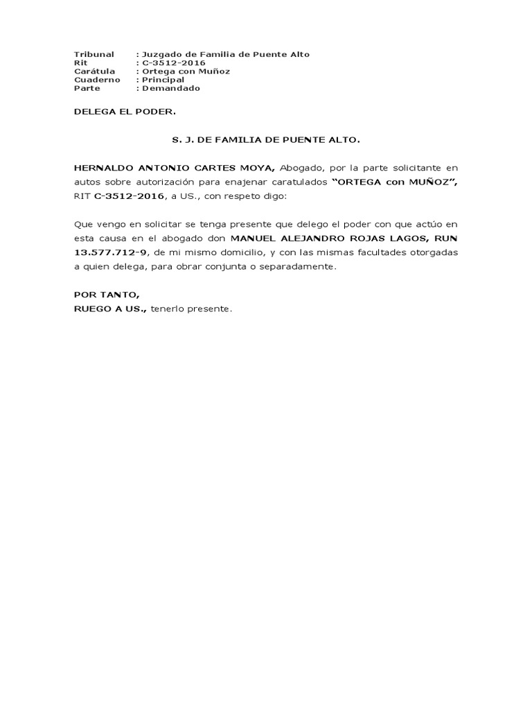 DELEGA PODER Puente Alto Manuel Rojas | PDF