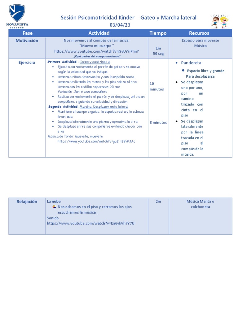 Psicomotricidad Gateo y Marcha Lateral PDF | PDF