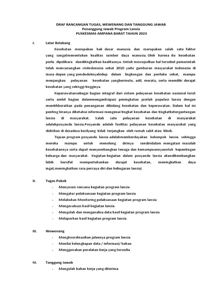 DRAF RANCANGAN Wewenang Lansia | PDF