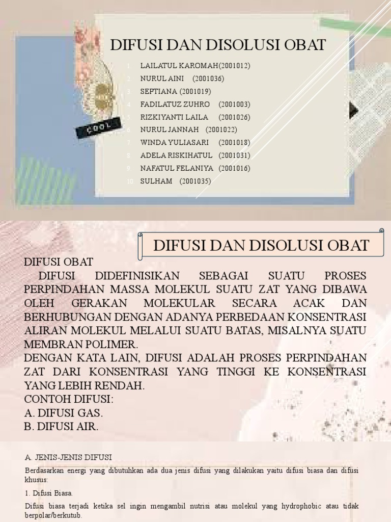 Difusi Dan Disolusi Obat | PDF