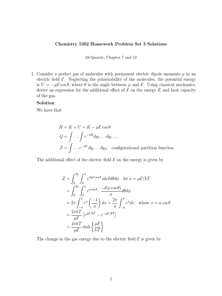 Chem5302 Problemset3 Sols | PDF