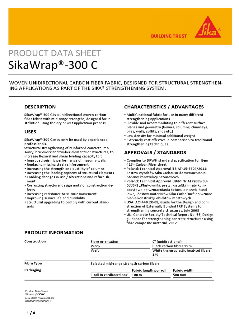 Sikawrap - 300 C | PDF | Fibers | Lamination