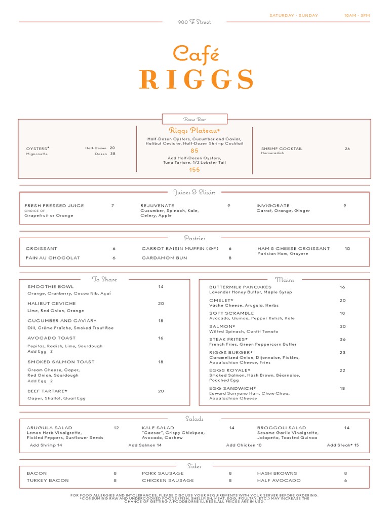 Cafe Riggs Spring Brunch Menu 032822 Ada PDF | PDF | Drink | Alcoholic ...