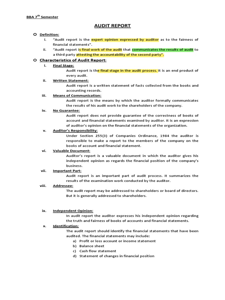 Audit Report Lecture 8 Edited | PDF | Auditor's Report | Financial Audit