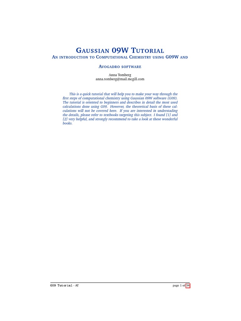 Gaussian Tutorial | PDF