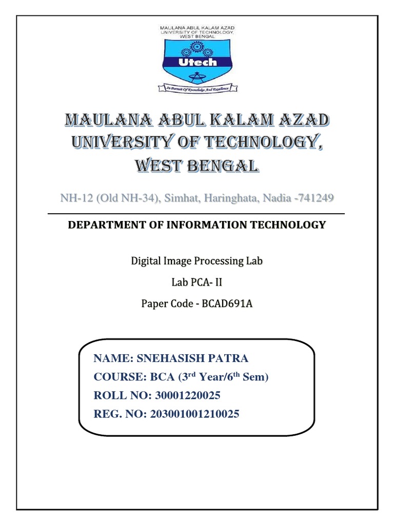 Snehasish Patra, DIP PCA-II PDF | PDF