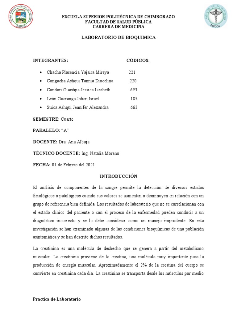 Informe de Laboratorio N 10 | PDF | Especialidades Medicas | Riñón