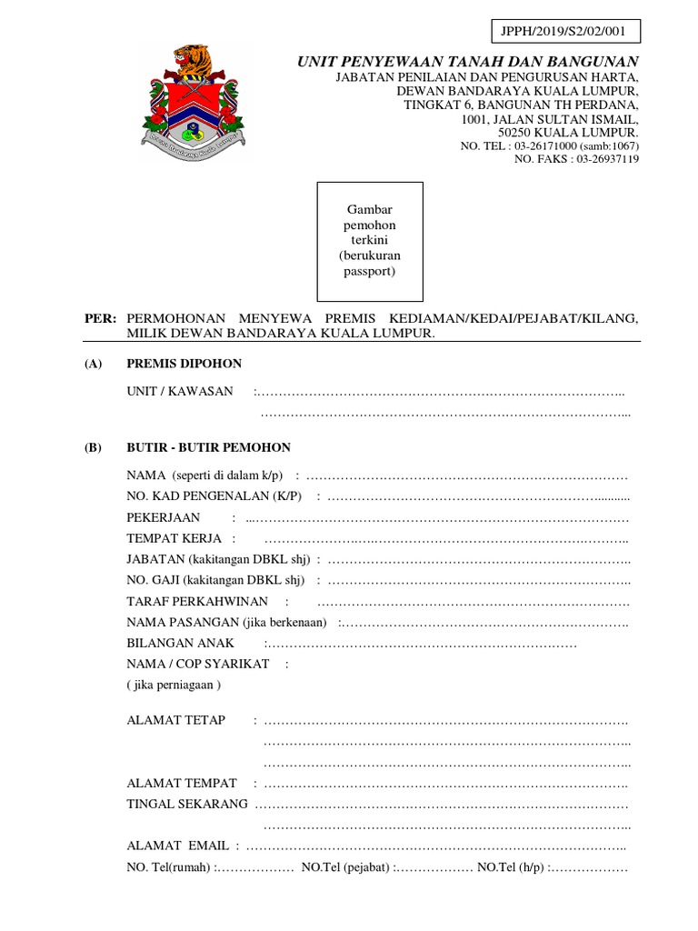 Cobkl Borang Sewa Premis PDF | PDF