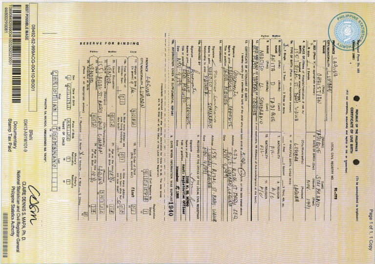 Psa Birth Certificate | PDF