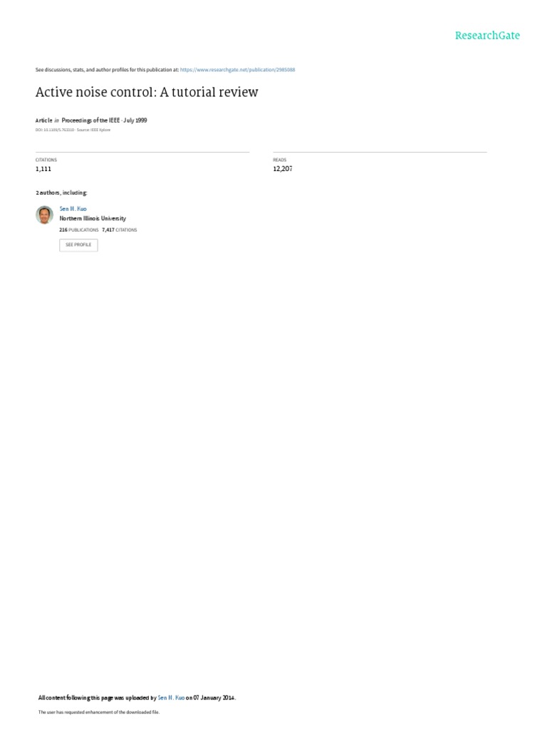 Active Noise Control | PDF