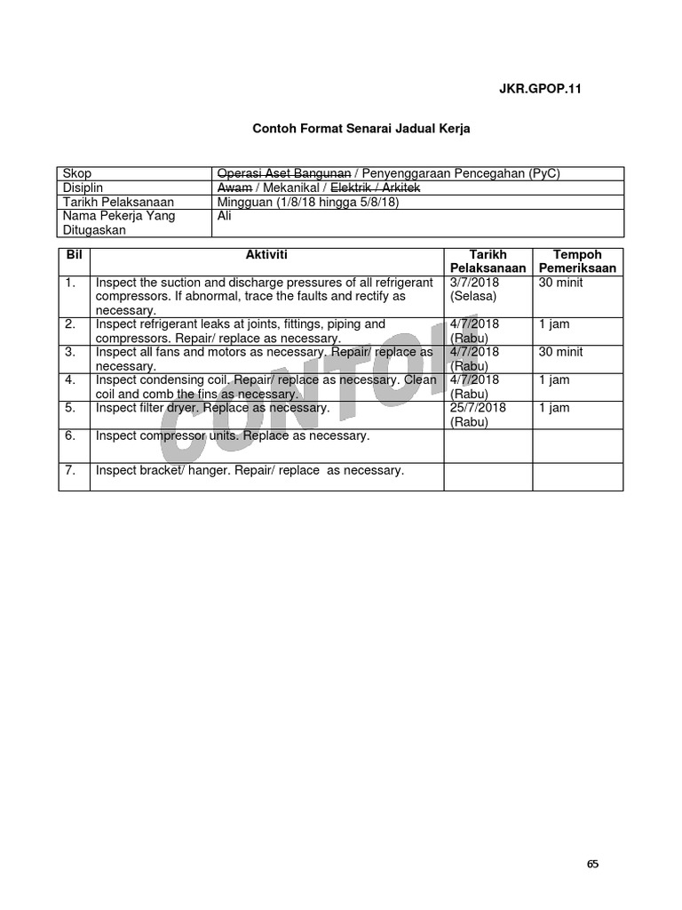 Format Jadual Kerja PPM Mingguan | PDF