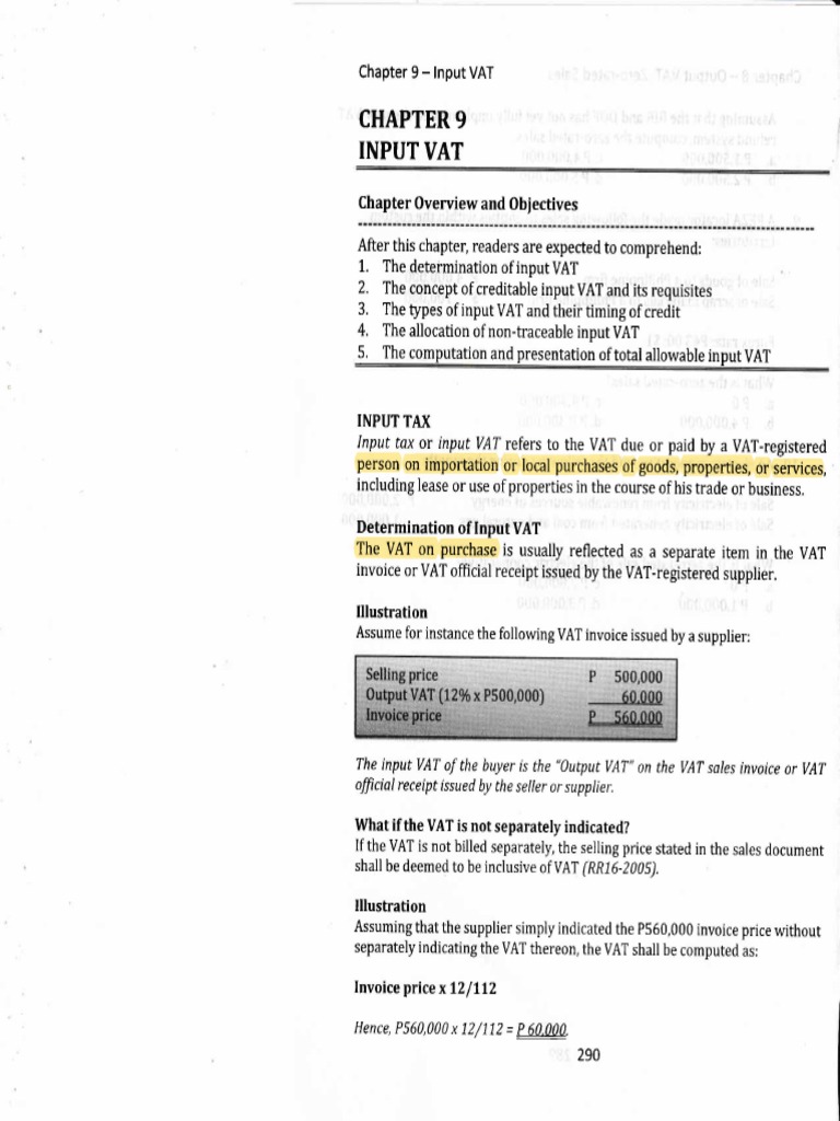 Tax232 - Input Vat | PDF | Business | Law
