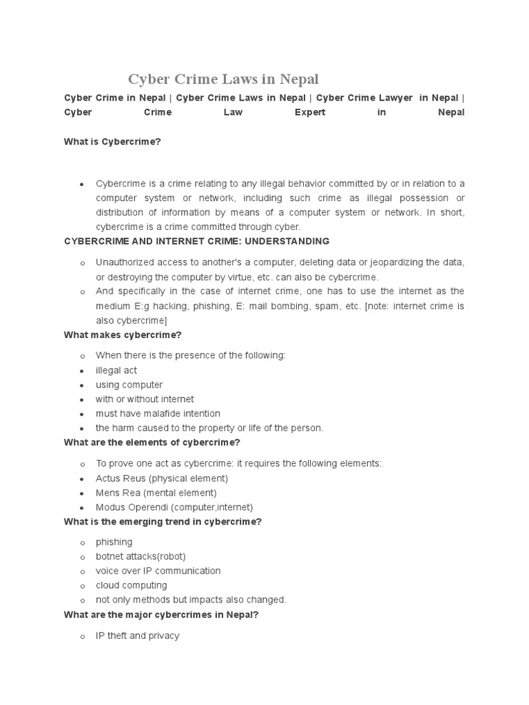 Cyber Law in Nepal | PDF | Cybercrime | Security