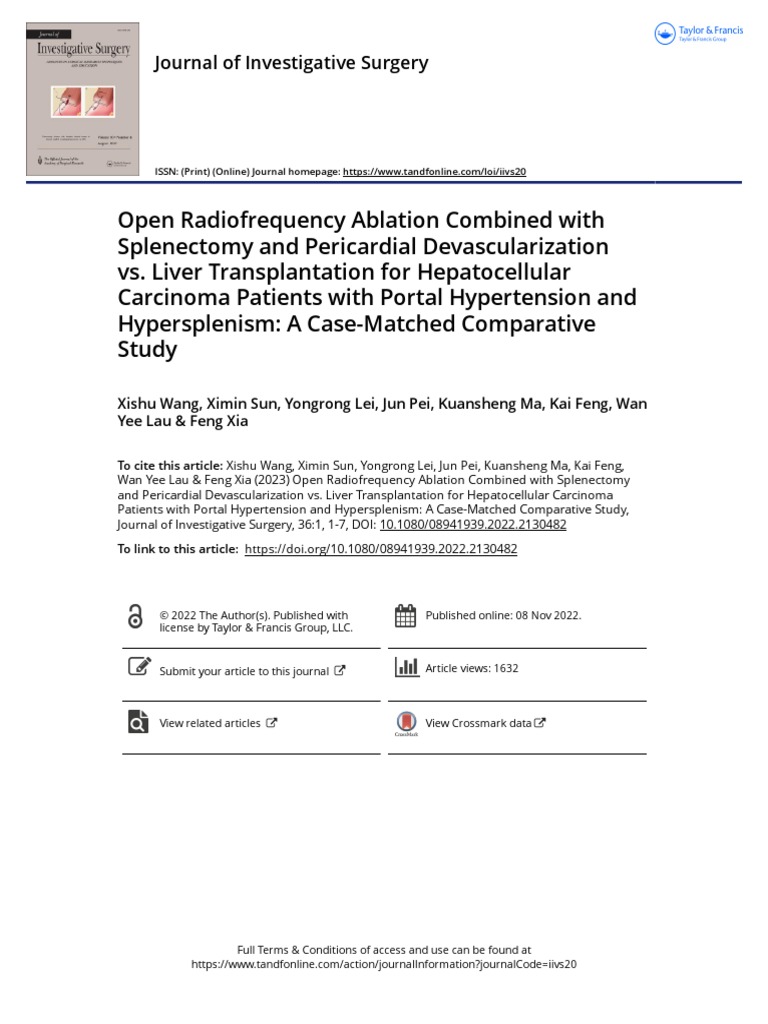 Open Radiofrequency Ablation Combined With Splenectomy and Pericardial ...