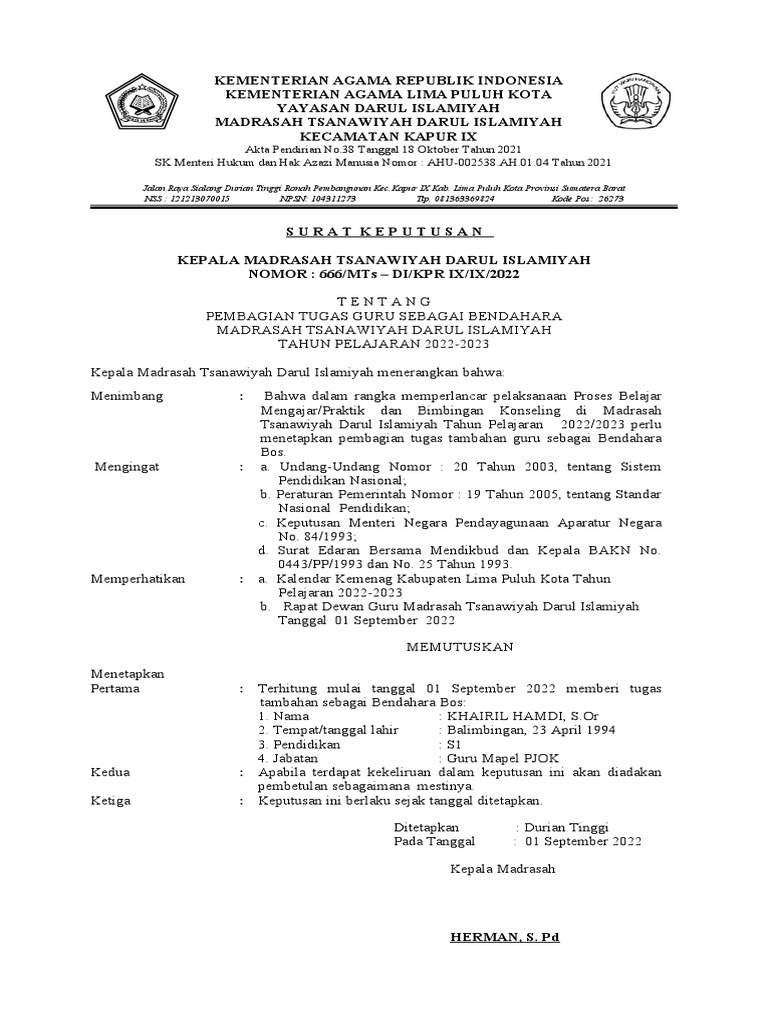 SK Bendahara BOS 2022 | PDF
