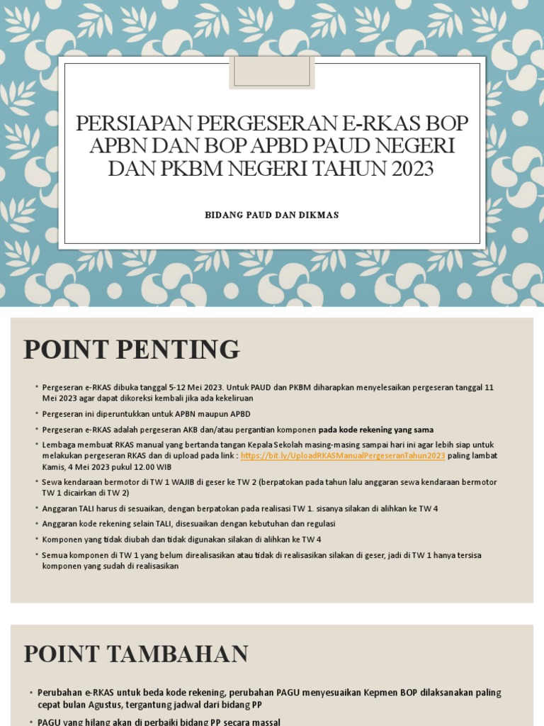 Persiapan Pergeseran e-RKAS BOP APBN Dan BOP APBD Tahun 2023 | PDF | Pengelolaan Keuangan & Uang ...