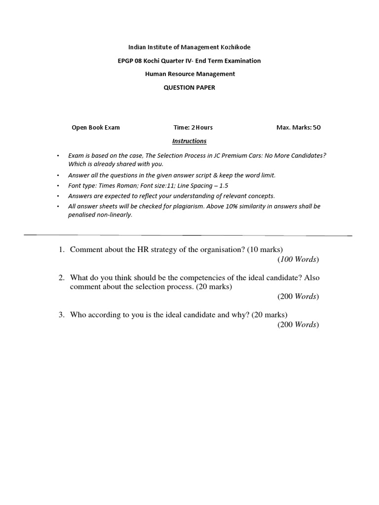 Question Paper For End Term Exam - April 24 PDF | PDF