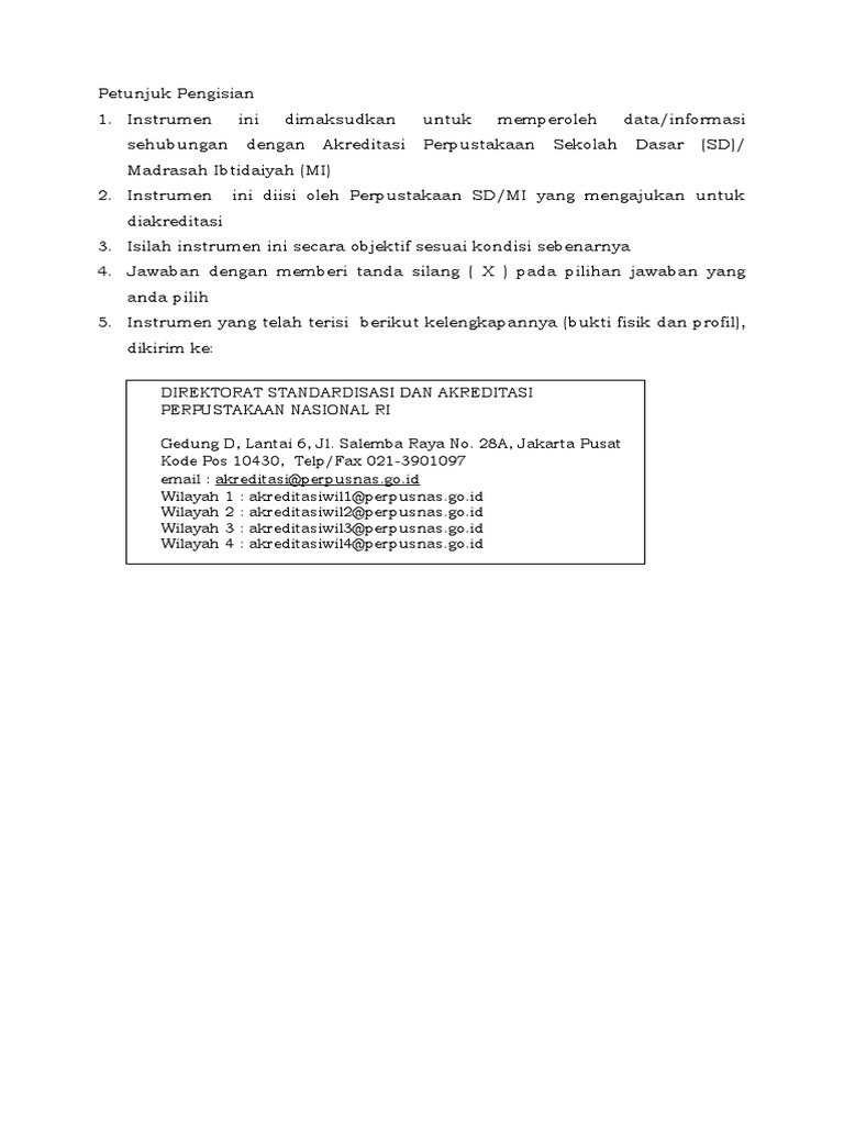 Instrumen Akreditasi SD MI | PDF