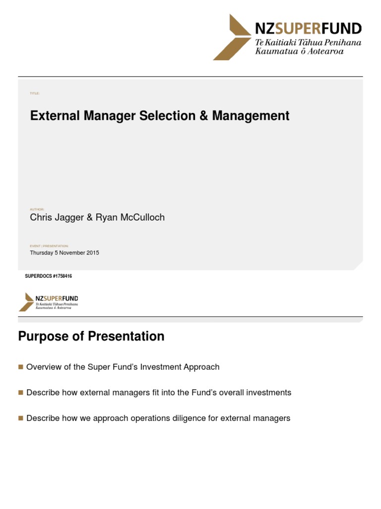 External Manager Selection and Monitoring | PDF | Risk | Investing