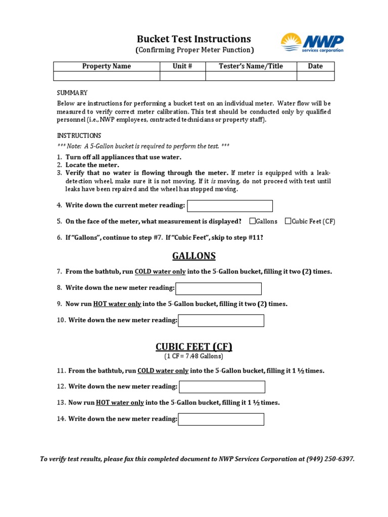Bucket Test Instructions-NEW PDF | PDF