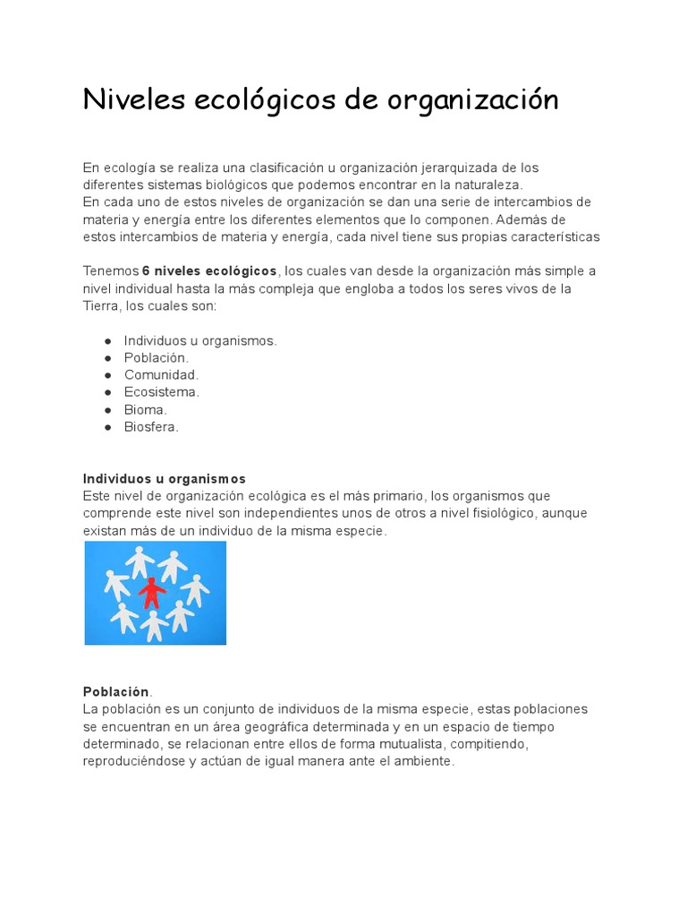 Niveles Ecológicos de Organización PDF | PDF