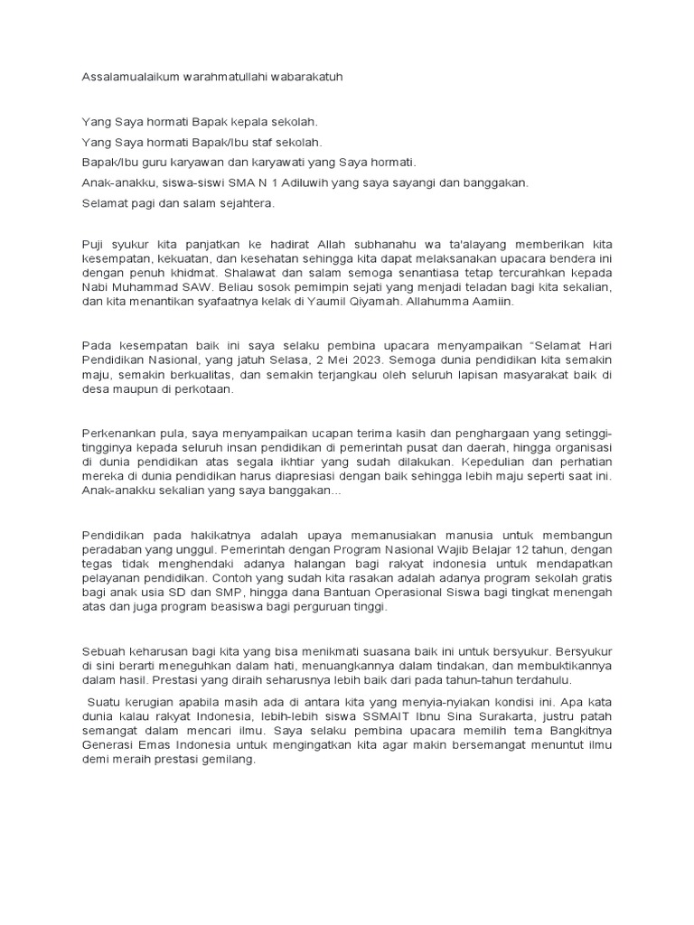 Pidato Hardiknas | PDF