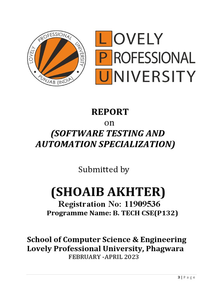 Report For Cse 343 Lpu | PDF Report For Cse 343 Lpu | PDF